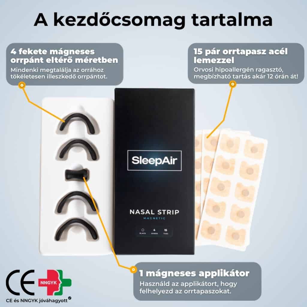 Horkolás elleni és légzéskönnyítő mágneses orrtapasz - SleepAir